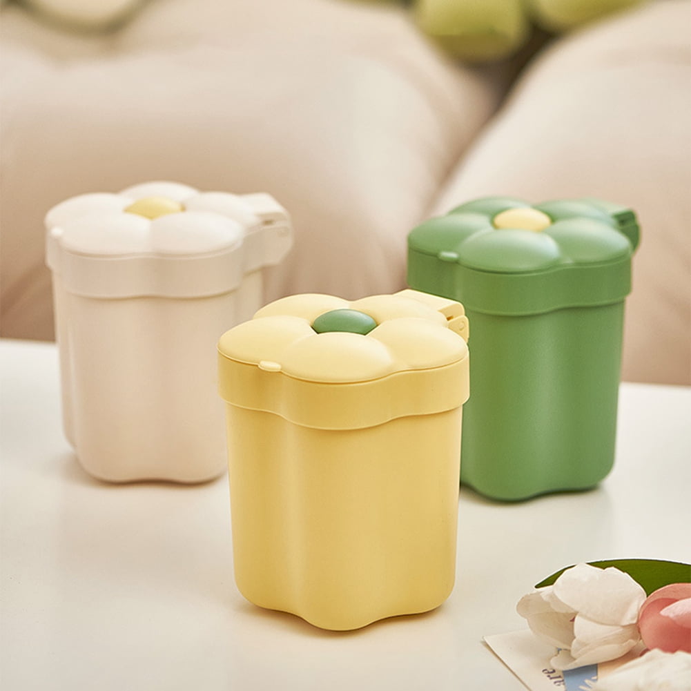 Mini Flower Trash Can with Lid,Small Can,Desk Can,Countertop Garbage ...