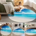 Round Area Rug 7 Ft, Coastal Beach Washable Non-Slip Circle Carpet for ...