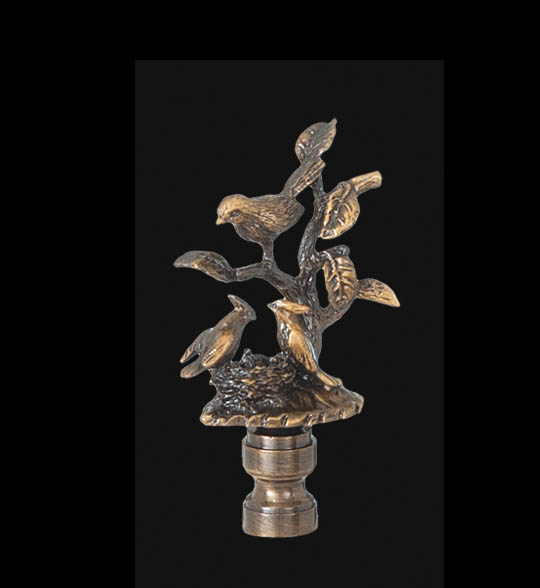 B&P Lamp® Birds On Branch Brass Finial, 2 7/8 Inch Ht, 1/4-27 Tap ...
