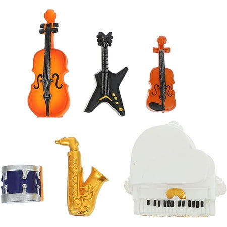 6 Pcs Miniature Musical Instrument Set Resin Violin Guitar Piano ...