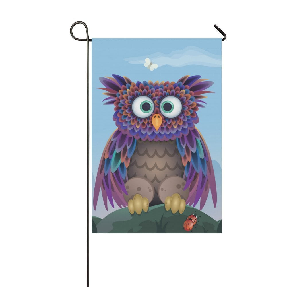 MYPOP Cute Vector Owl Outdoor Decorative Flag Garden Flag 12x18 inches ...