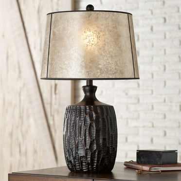 Simple Designs Textured Stucco Curvy Ceramic Table Lamp, Brown ...