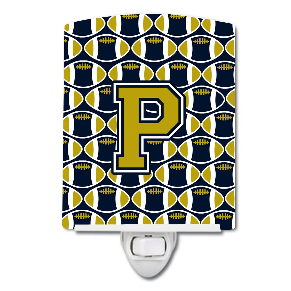 Letter P Football Blue and Gold Ceramic Night Light - Walmart.com
