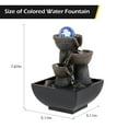 "BEAMNOVA Indoor Resin Waterfall Fountain Decor, 7.9""H Tabletop LED Light & Rolling Ball ...