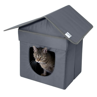 "PawHut 74"" Weatherproof Wooden Outdoor Cat House, Outside Door Hut ...