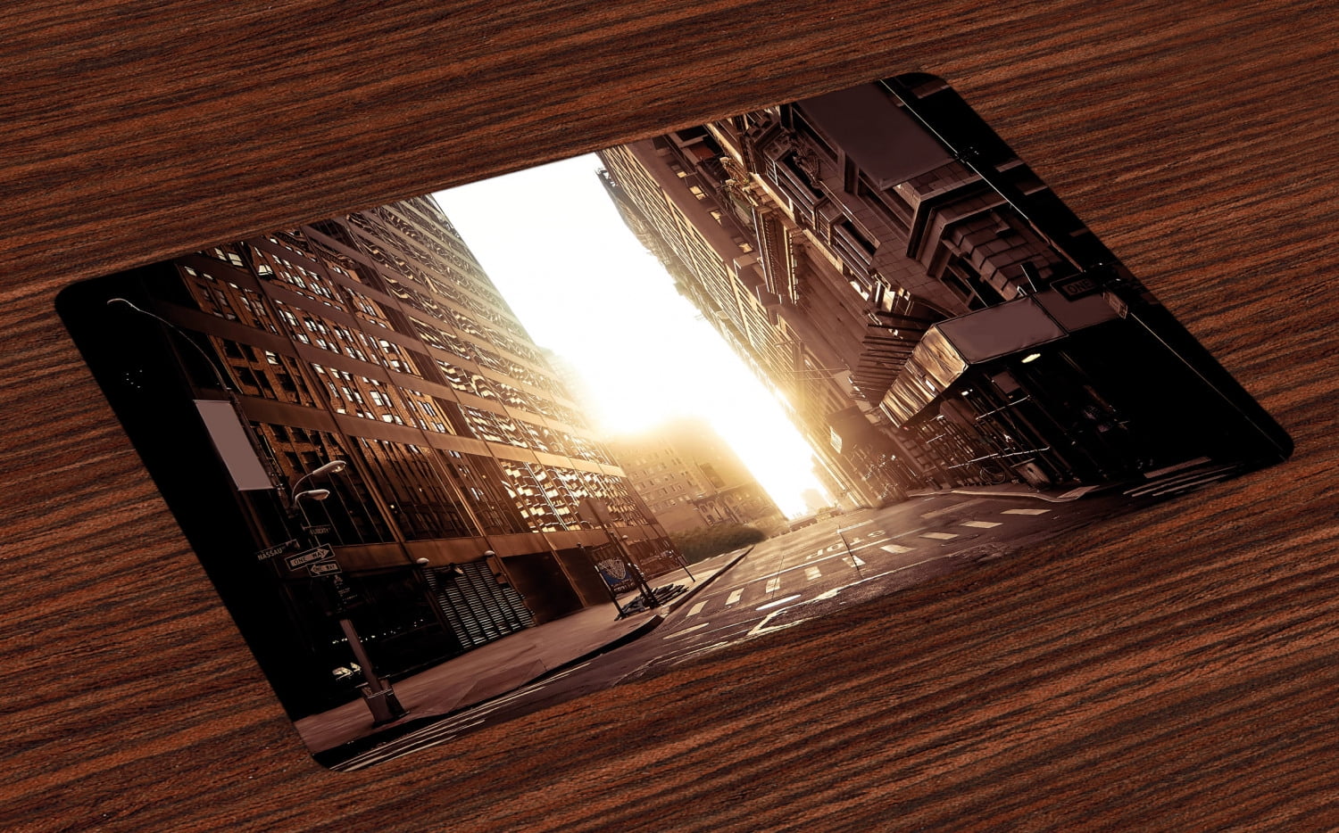 Ambesonne Cityscape Place Mats Set of 4, Early Morning Manhattan ...