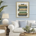 Stupell Industries Lake Living Book Stack Gold Framed Floater Canvas ...