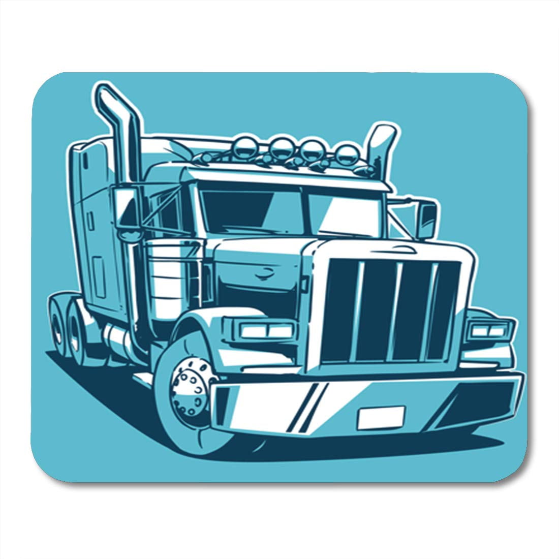 SIDONKU Trailer Classic American Truck Cartoon Duotone Semi Big Tractor ...