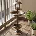 Lazsy Decorative Birdbath Combo Freestanding Solar Illuminated Bird ...