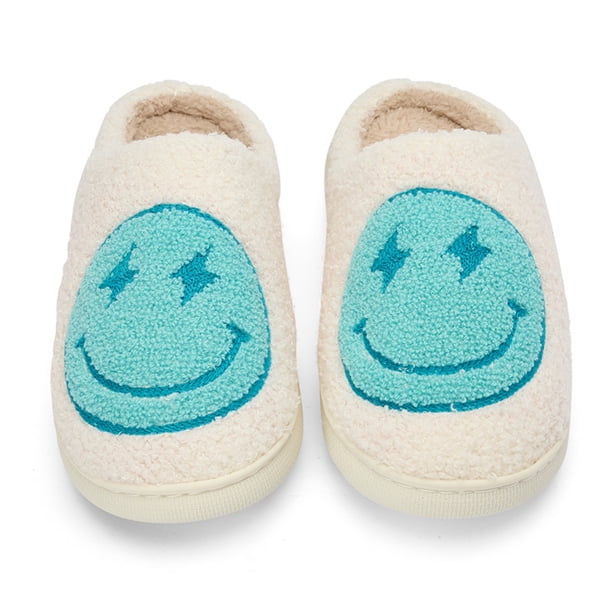 Smiley Lightning Eye House Slippers Blue - Walmart.com