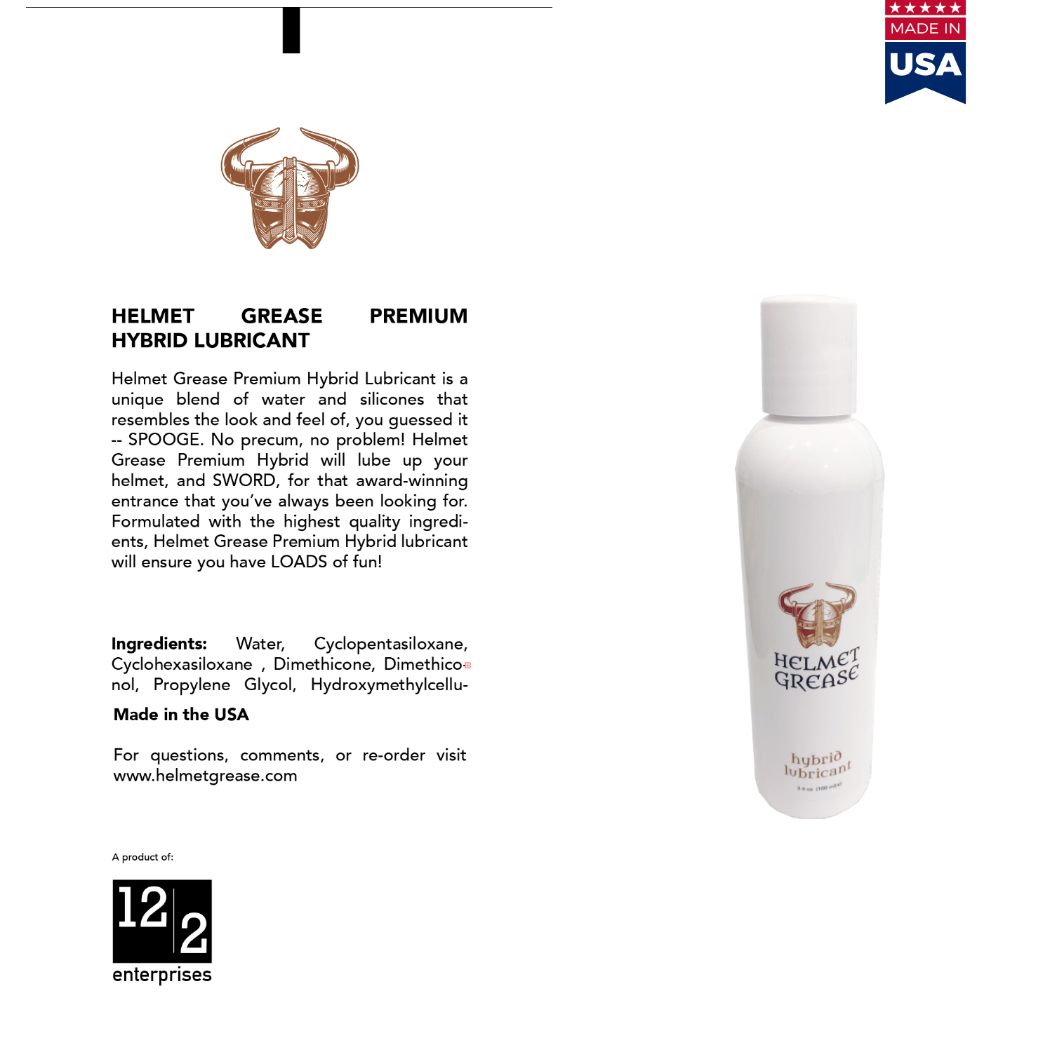 Helmet Grease – Premium Hybrid Lubricant – 3.4 Ounce Travel Size