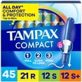 (3 pack) Tampax Compact Pearl Tampons Multipack, Unscented, 45 Count ...