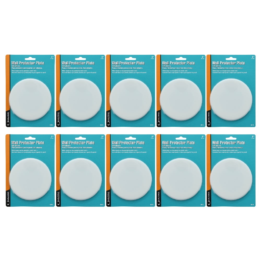 Wall Protector Plate Plastic 5 in Round Door Stopper Adhesive White, 10 ...