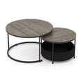 Giantex Round Coffee Table Set of 2, Circle Cocktail Table, Nesting ...