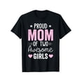 1pc Women'S Casual Cotton T-Shirt, Proud Mom of Two Awesome Girls Print ...