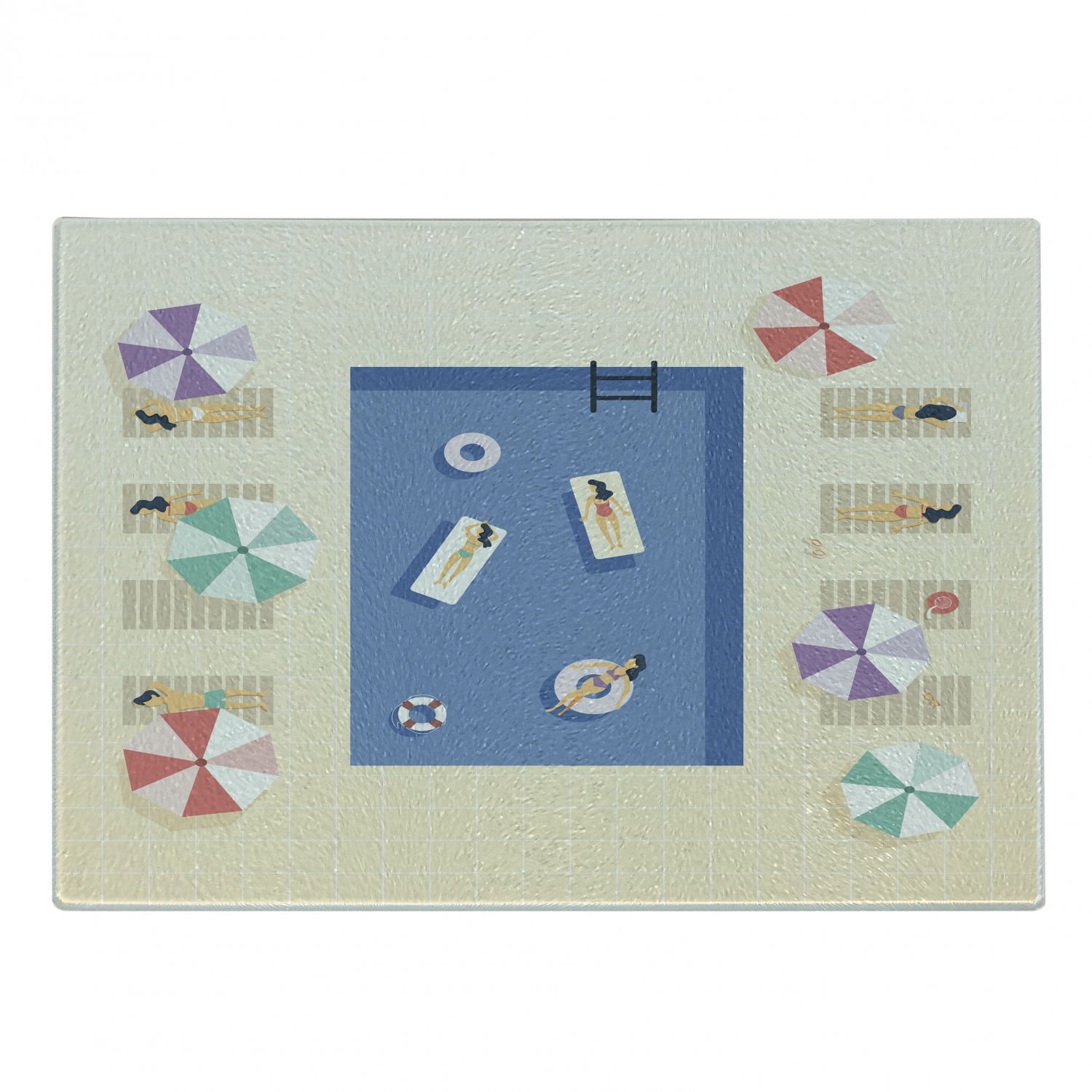 Pool Party Cutting Board, Top Viewed Illustrated Summer Themed Poolside ...