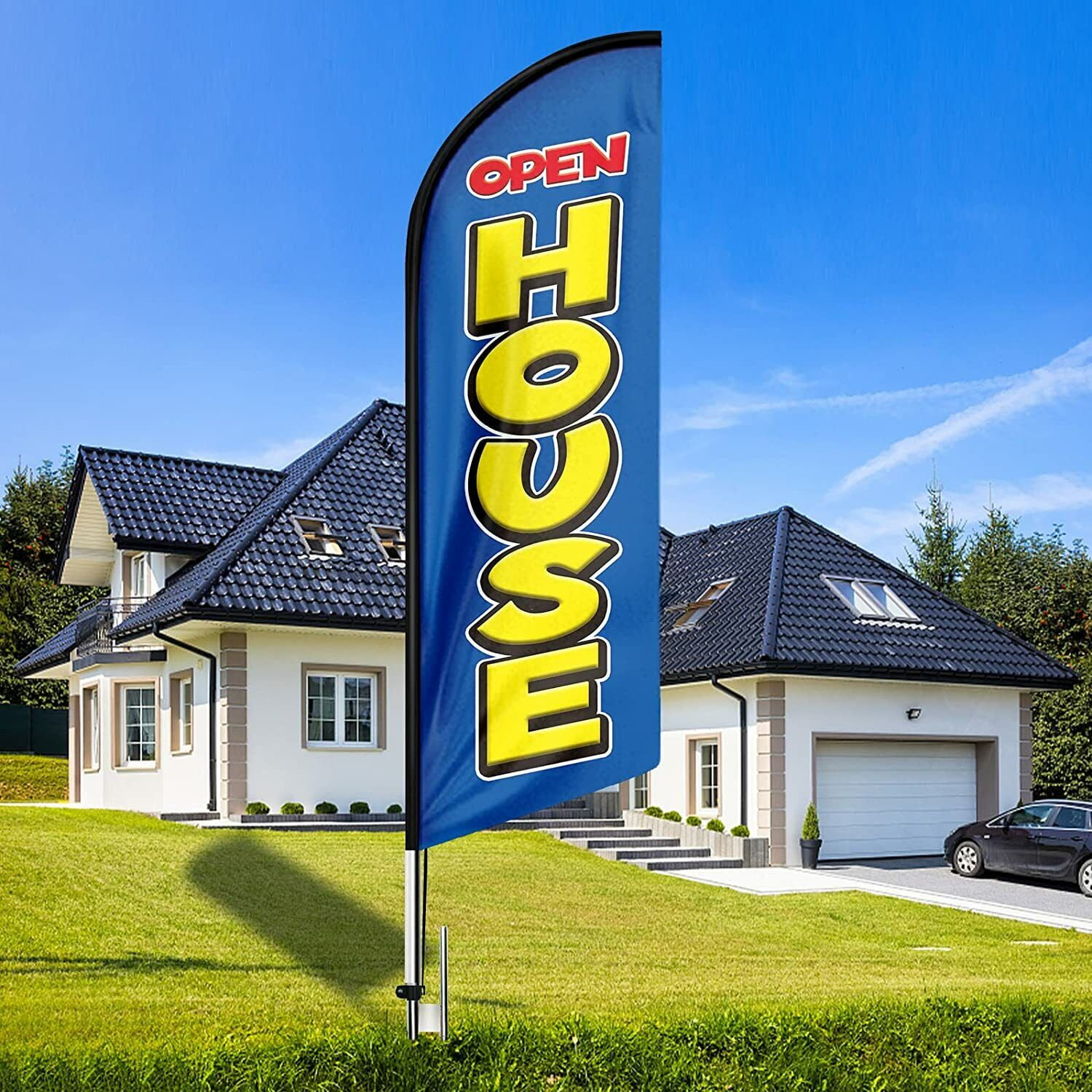 15FT Open House Feather Flag with Pole Kit, Business Sign for Real ...