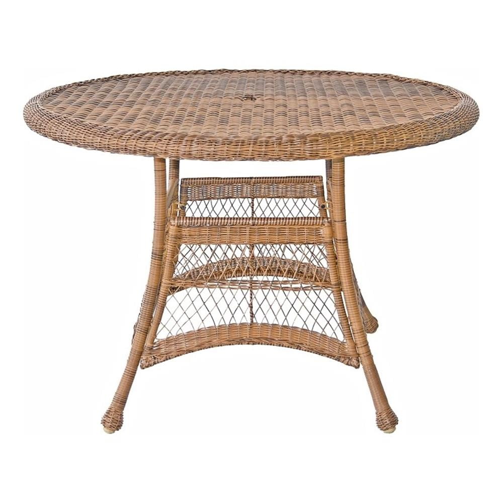 Click here for Jeco Wicker 44 Round Dining Table In Honey prices