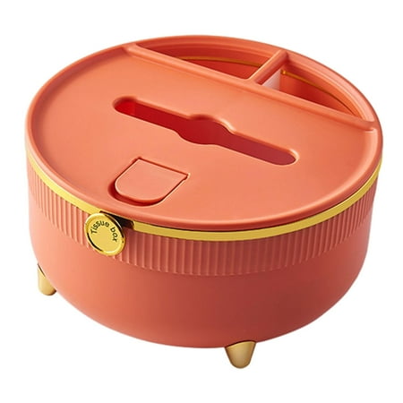 Round Tissue Box Holders Paper Dispenser with Phone Holder Orange ...