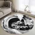 4ft Round Rug Grey Trains Area Rugs for Living Room Bedroom Washable ...