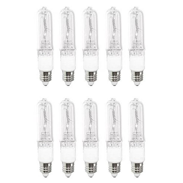 (Pack of 10) 50-Watt T4 JD Type Halogen CLEAR E11 Mini-Candelabra Base ...