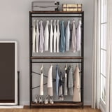Tribesigns Double Rod Closet Organizer, 3-Tier Metal Shelf Wardrobe ...
