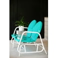 Retro Outdoor Patio Furniture Glider Bench in Turquoise, Metal with ...