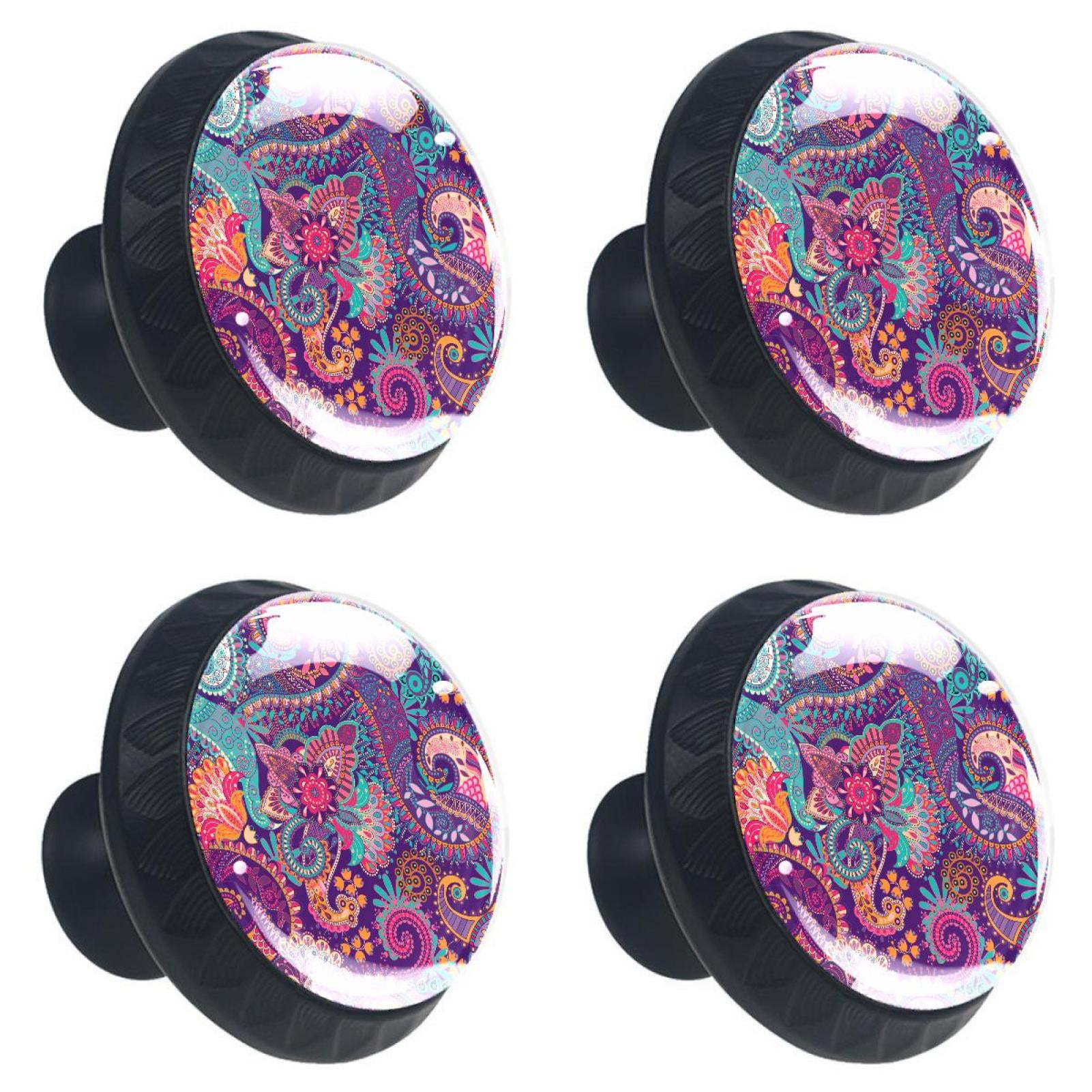 4 Pcs Purple Paisley Knobs for Kitchen Cabinet Cupboard Dresser ...