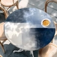 Blue Gradient Color Block Round Fitted Tablecloth with Elastic Edge ...
