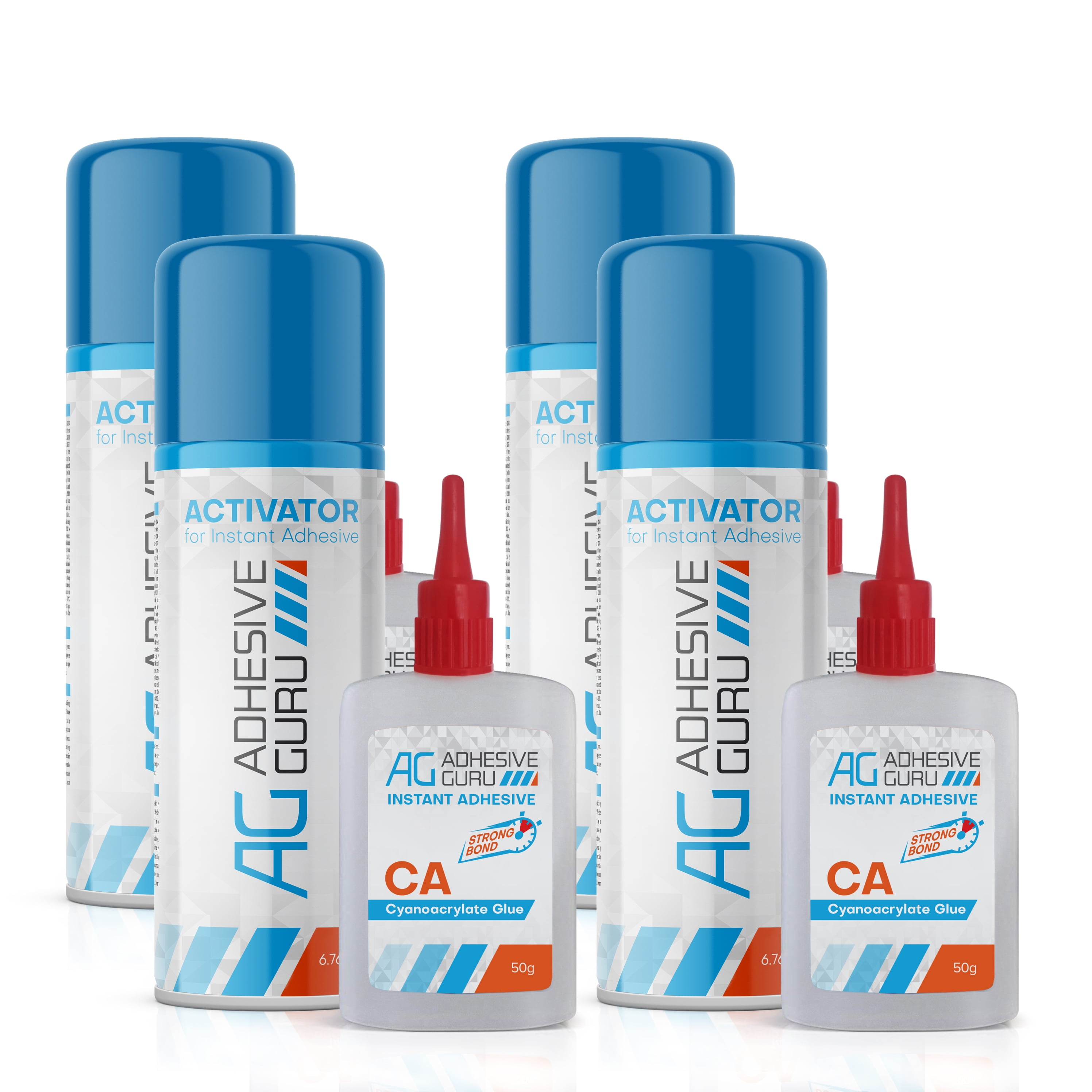 Adhesive Guru CA Glue with Activator (4 x 1.7 oz - 4 x 6.76 fl oz) Ca ...