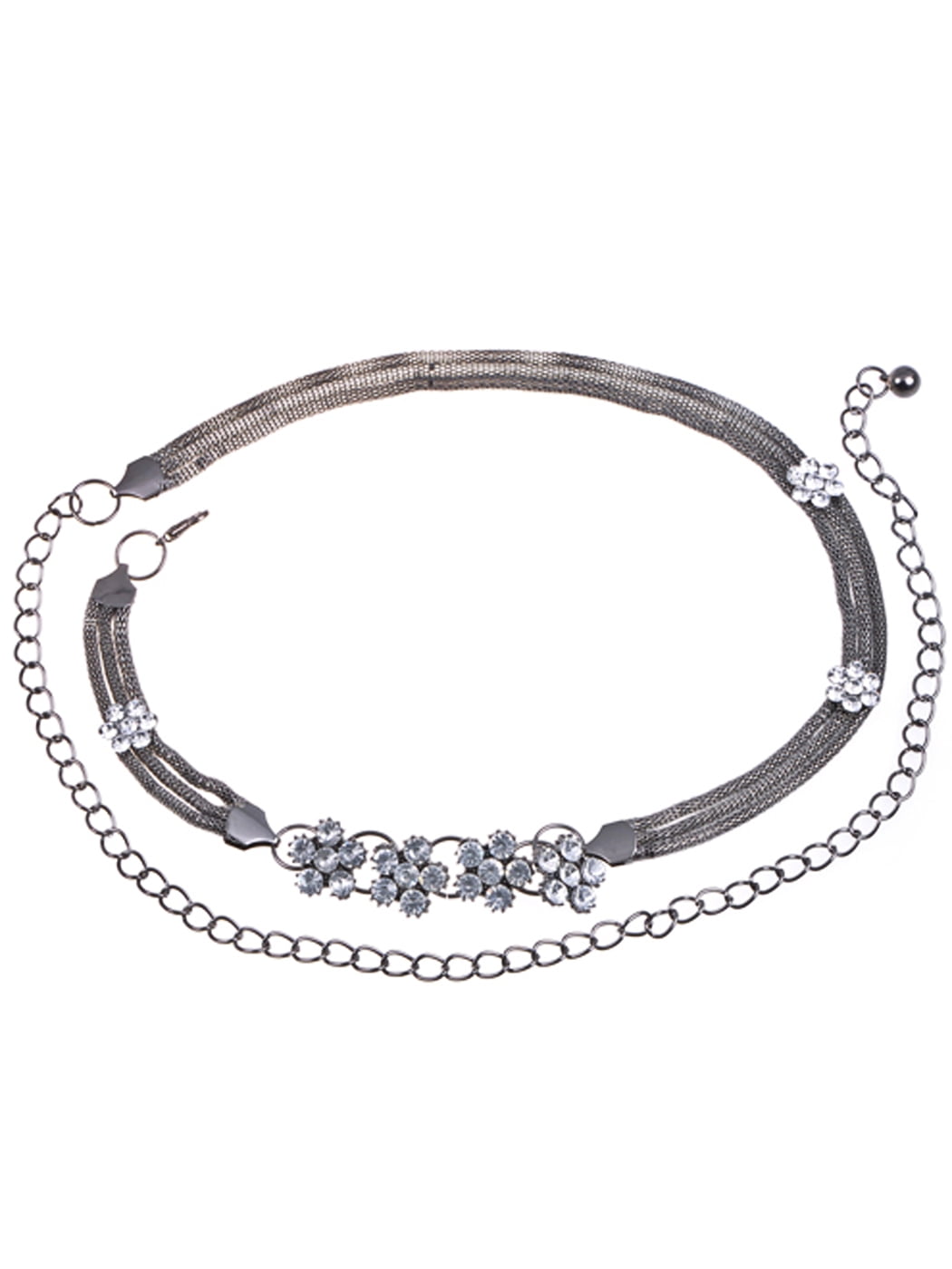 Flowers All Over the Place Rhinestone Gun Metal Inspired Tri Coil ...