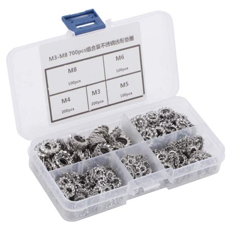 700pcs Toothed Washer Combination Box Stainless Steel Serrated External ...