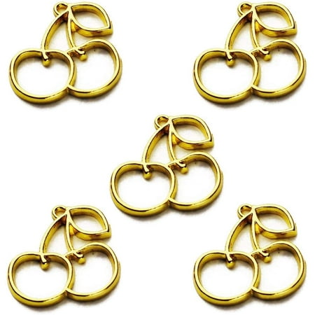 Open Bezel Charms, 5 Pieces Cute Cherry Pendant Blank Uv Resin Frames ...
