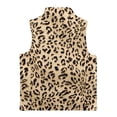 Binienty Leopard Print Fleece Vest Kids Girls Fuzzy Sleeveless Jacket ...