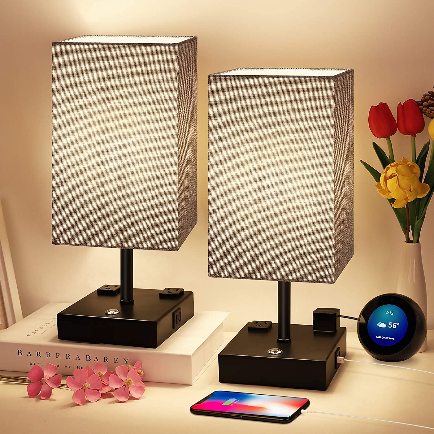 Bedside Lamp 3 Way Dimmable Touch Control Table Lamp With 2 USB Bedside Lamp 3 Way Dimmable Touch Control Table Lamp With 2 USB