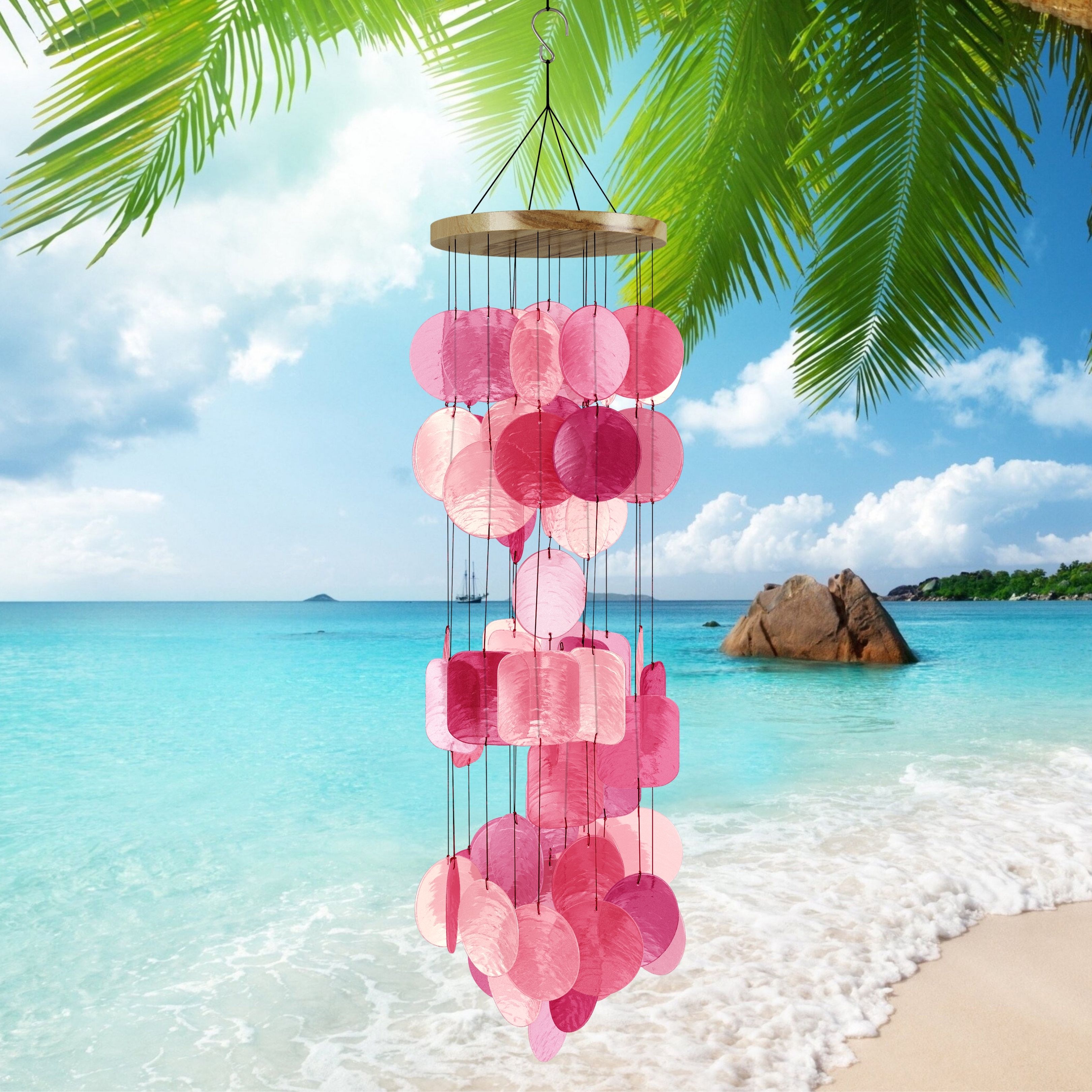 Pink Shell Windchime 28" S Hook Housewarming Indoor Interior Decoration ...