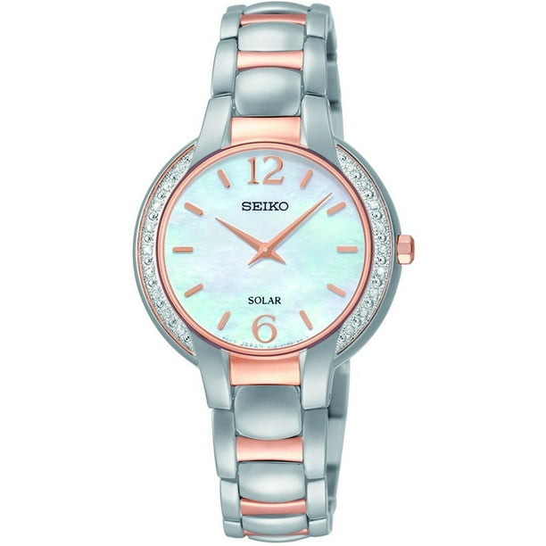 Seiko - Seiko Women's Solar Stainless Steel Case and Bracelet Pearl ...