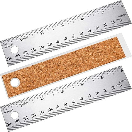 3 Pieces Stainless Steel Rulers Corked Backed Metal Ruler Set Straight ...