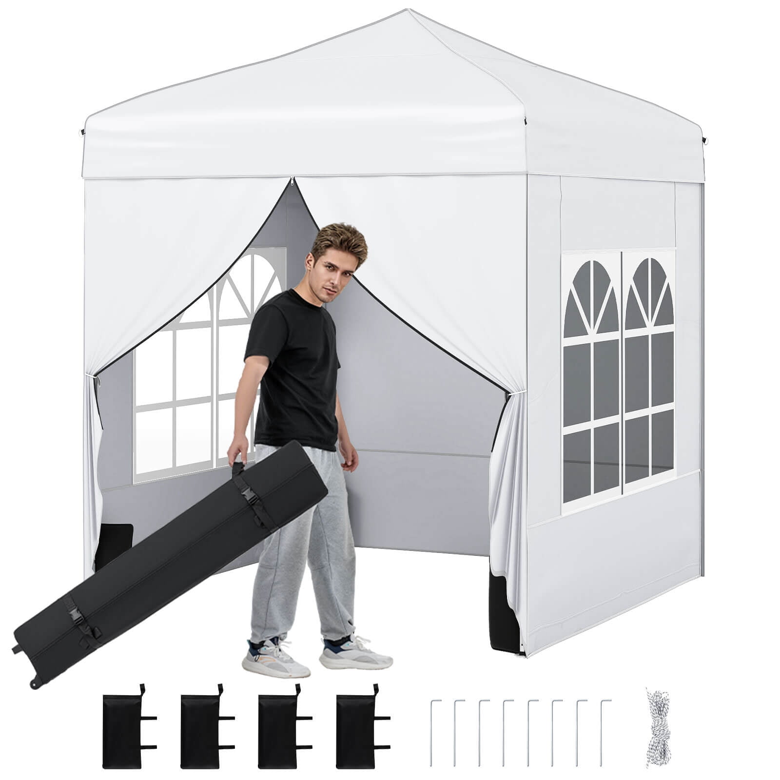 Click here for Costway 6.5 X 6.5 Ft Pop Up Canopy Tent With 4 Sid... prices
