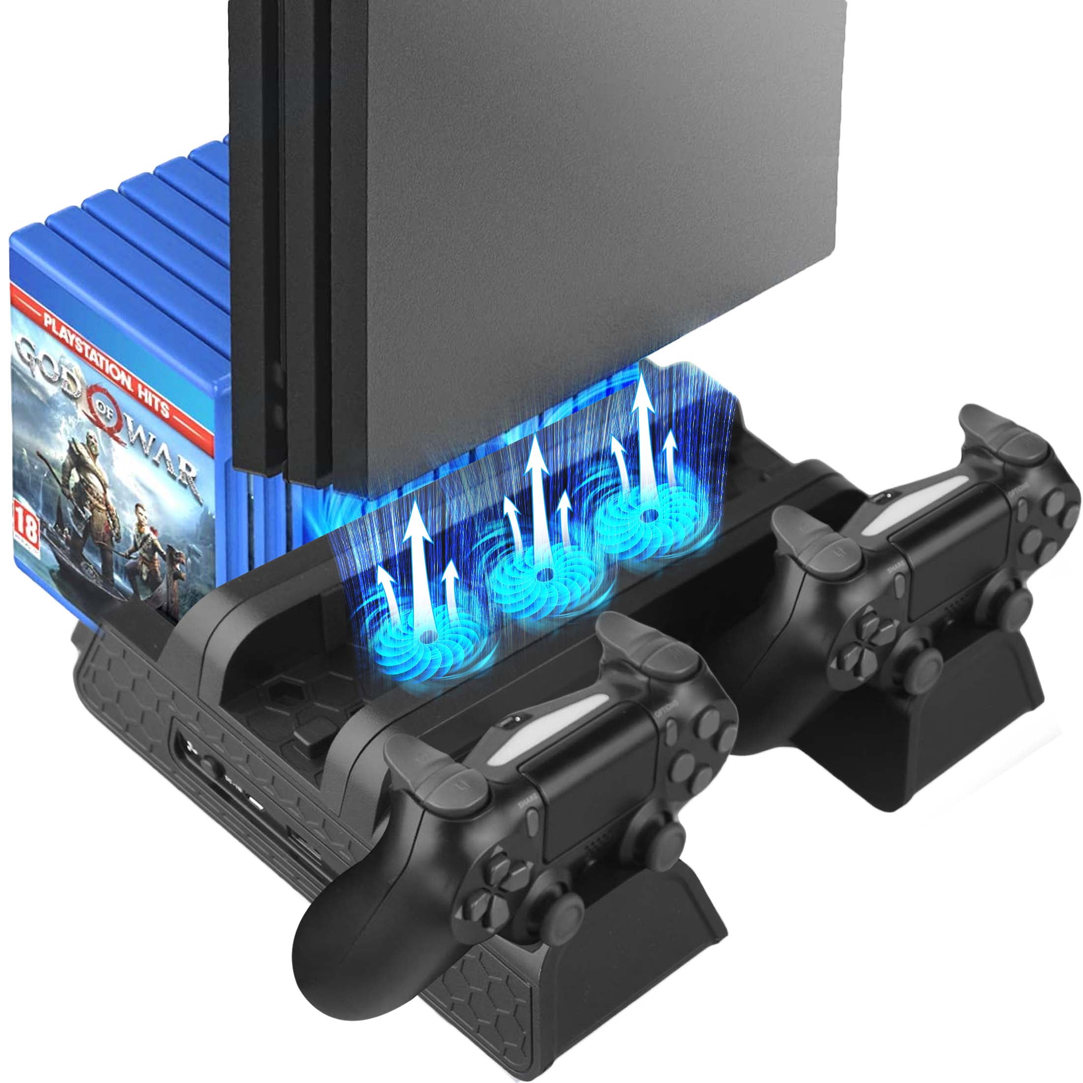 Dobe PS4 Stand Cooling Fan Station with Dual Controller Charging ...