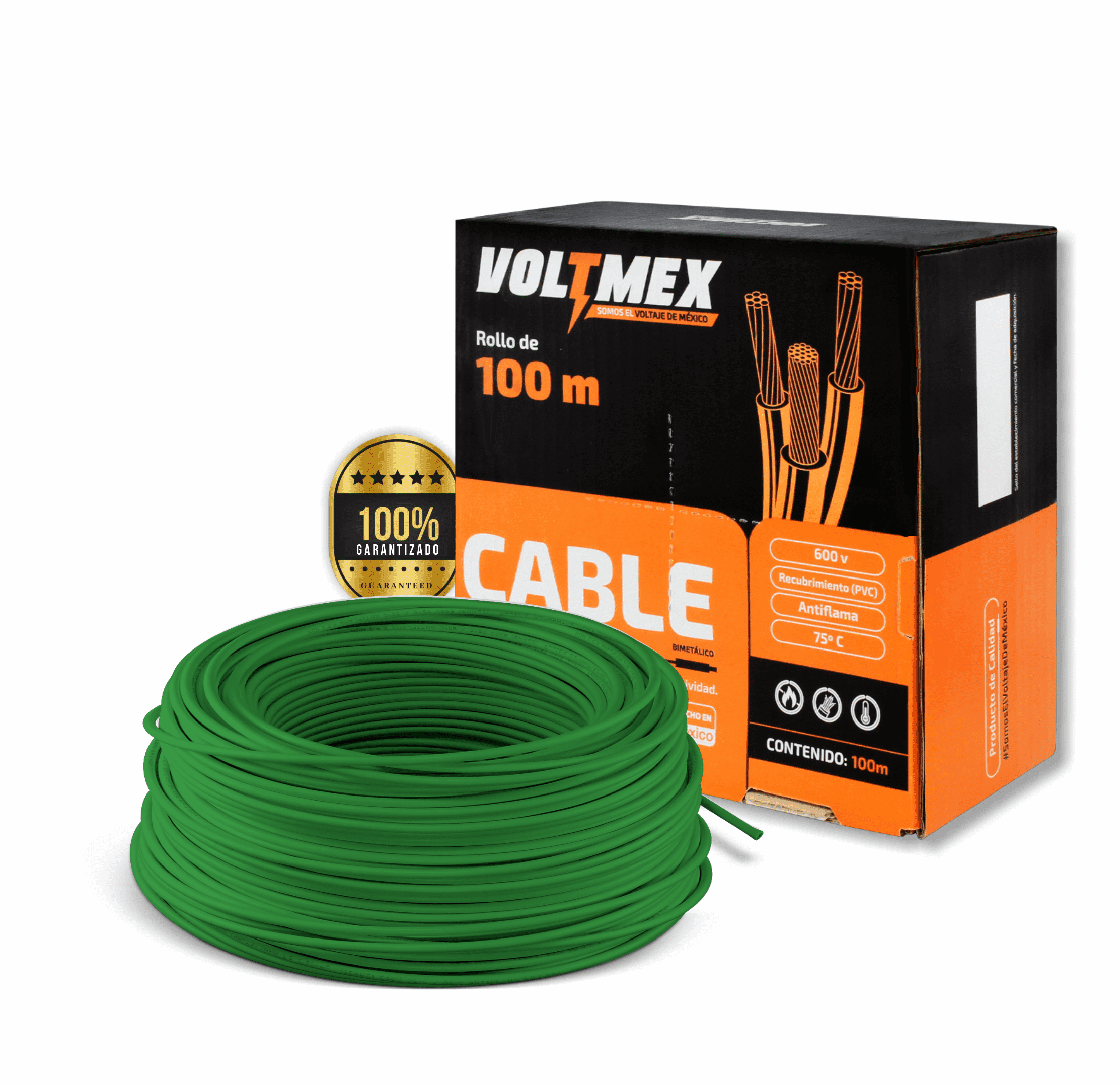 Cable Eléctrico Voltmex Calibre 8 Verde Cca Rollo 100m VOLTMEX Unipolar ...