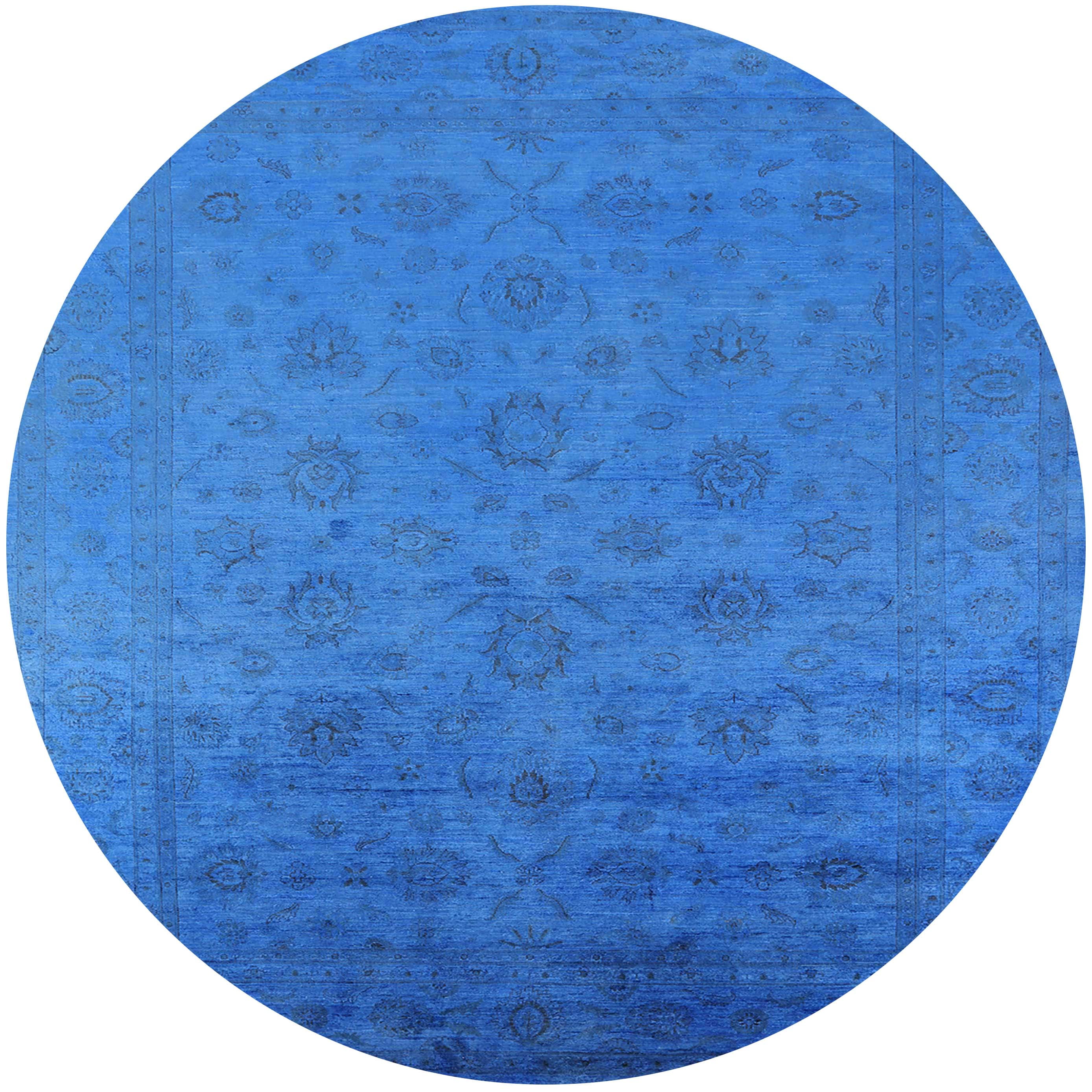 Ahgly Company Indoor Round Mid-Century Modern Neon Blue Persian Area ...