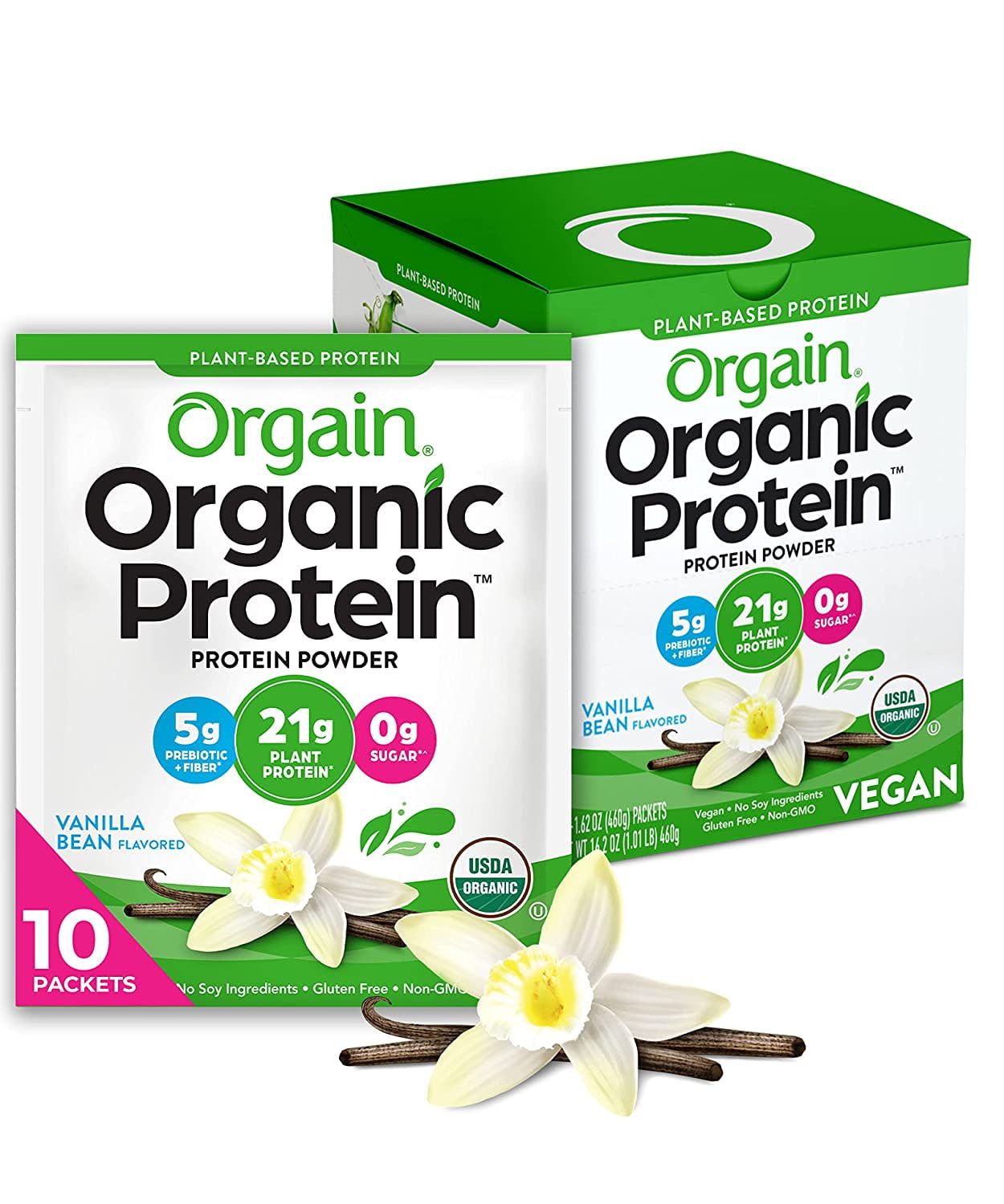 Orgain Organic Vegan 21g Protein Powder Packets, Travel Size- Vanilla ...