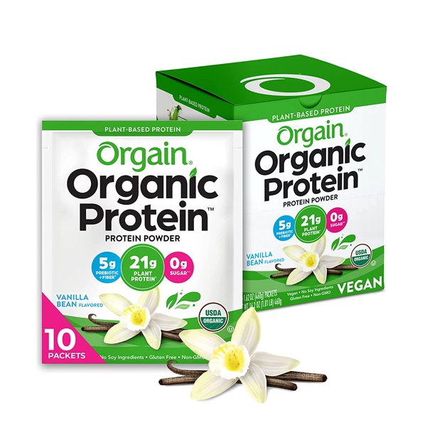 Orgain Organic Vegan 21g Protein Powder Packets, Travel Size- Vanilla ...