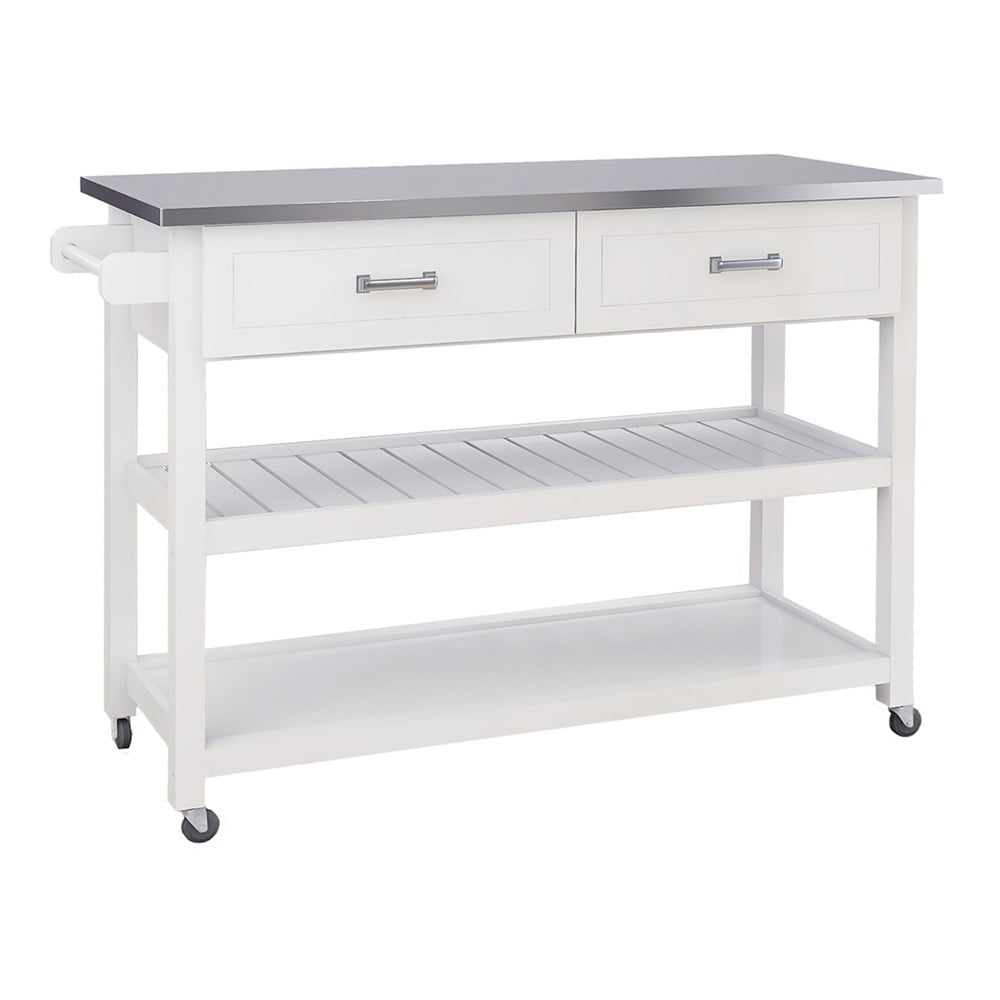 Visentor Kitchen Cart, Stainless Steel Top Breakfast Bar, Rolling ...
