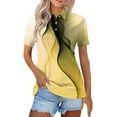 2026 Trendy Women Collared Polo Shirt Slim Fit Line Print Short Sleeve ...