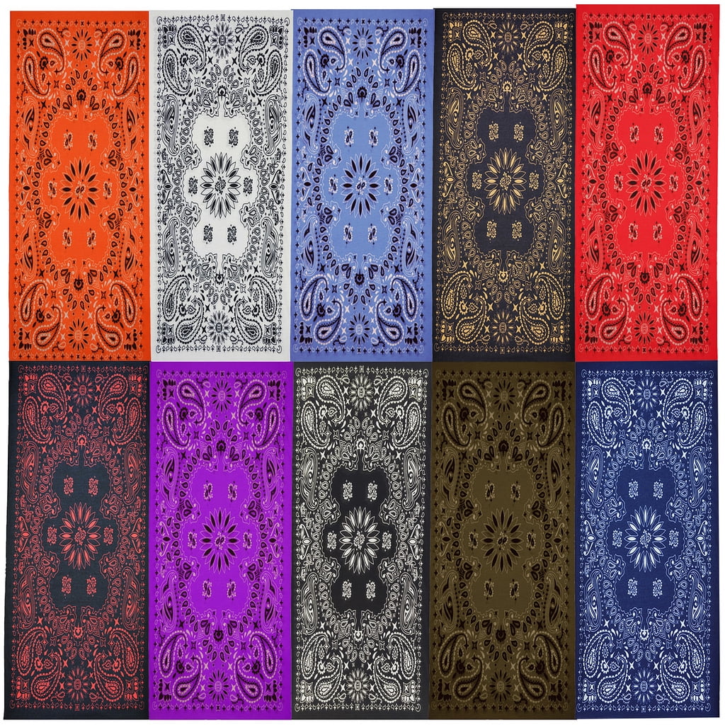 Multi Functional Tube Bandana | Classic Paisley Bandana Pattern - 10PK ...
