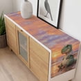 Cute Dinosaur Sunset Table Runner Summer Beach Watercolor Tablerunners ...