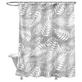Ash Fronds Shower Curtain, Gray Silver Slate Leaf Plant Canvas Weave ...