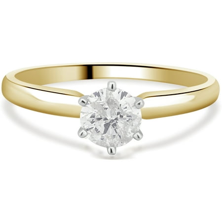 Arista - 1/5 Carat T.W. Round Diamond 14K Yellow Gold Solitaire ...